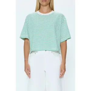 PISTOLA Mae Stripe Boxy Crop T-shirt