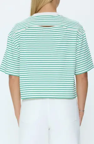 PISTOLA Mae Stripe Boxy Crop T-shirt