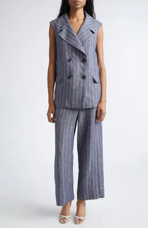 Max Mara Ballo Pinstripe Linen Vest