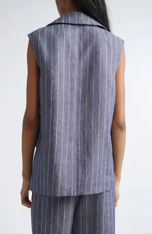Max Mara Ballo Pinstripe Linen Vest