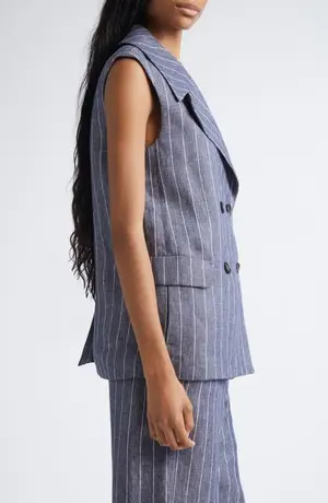 Max Mara Ballo Pinstripe Linen Vest