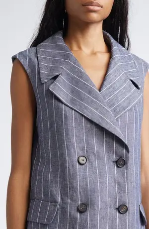 Max Mara Ballo Pinstripe Linen Vest