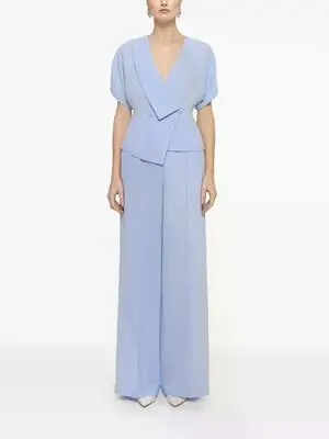 NISSA High-waisted Crepe Trousers - Blue