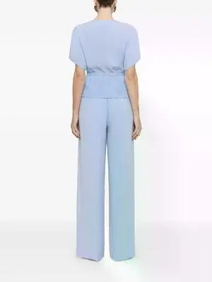 NISSA High-waisted Crepe Trousers - Blue