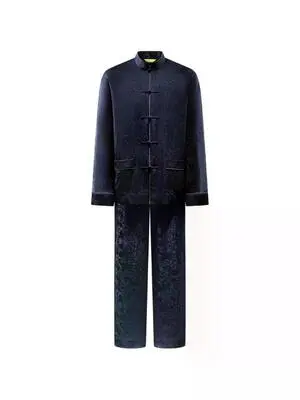 Shanghai Tang Floral Silk Pyjama Set - Blue