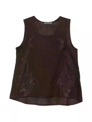 MAURIZIO BRASCHI Embroidered Sleeveless Top