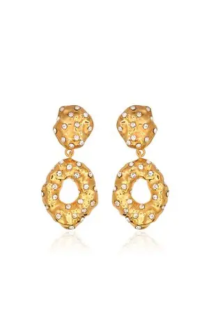 Oscar De La Renta Hammered Stone Drop Earrings - Clear