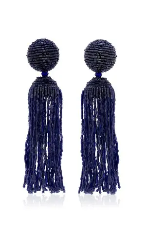 OSCAR DE LA RENTA Metallic Beaded Tassel Earrings