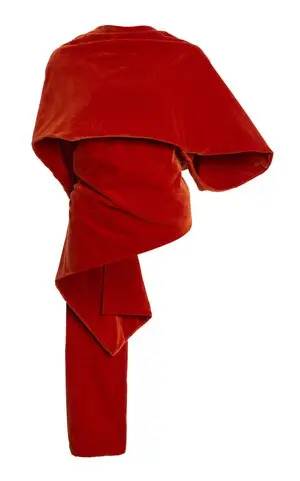 COLLEEN ALLEN Draped Cotton Velvet Shawl Top