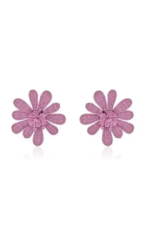 Oscar De La Renta Woven Large Flower Earrings - Purple
