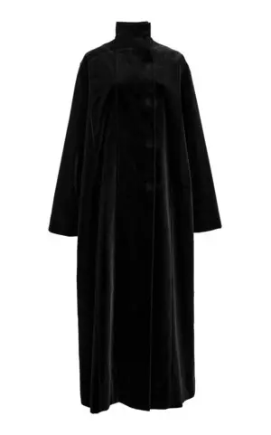 COLLEEN ALLEN High-collar Velvet Raglan Coat - Black
