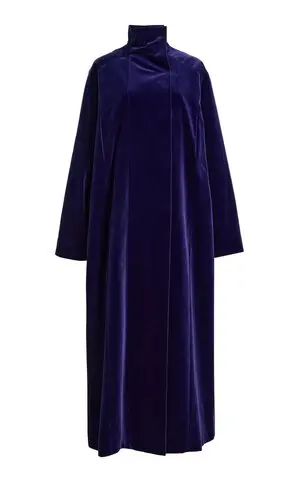 COLLEEN ALLEN High-collar Velvet Raglan Coat - Purple