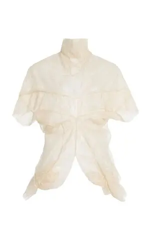 COLLEEN ALLEN Draped Lace-tulle Ruffle Blouse - Ivory