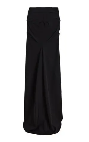 COLLEEN ALLEN Gathered Train Stretch Wool Maxi Skirt