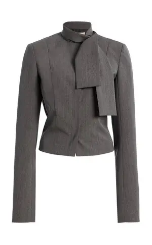 COLLEEN ALLEN Tailored Scarf Jacket - Grey