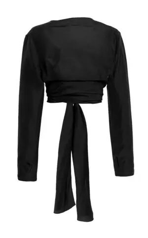 COLLEEN ALLEN Reverse Wrap Silk Habotai Blouse - Black