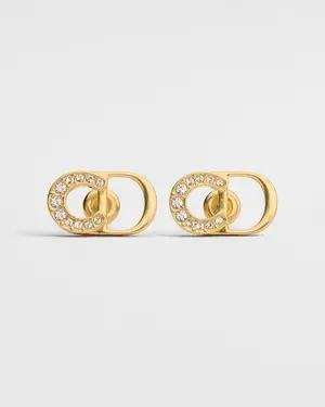 Dior Lucky Stud Earrings - Gold-finish Metal And White Crystals