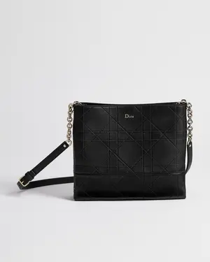 Dior Trianon Bag With Chain - Black Flat Macrocannage Lambskin