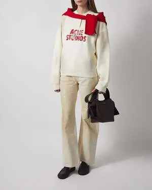 Acne Studios Fleece Logo Sweatshirt - Offwhite