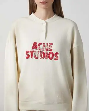 Acne Studios Fleece Logo Sweatshirt - Offwhite
