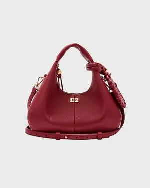 GANNI Bag Hobo Mini Grained Brown - Red