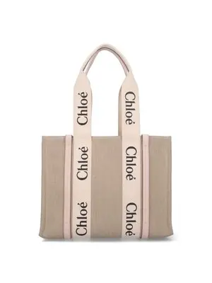 Chloé Woody Medium Tote Bag - Cream