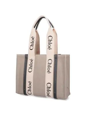 Chloé Woody Medium Tote Bag - Cream