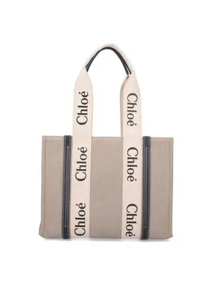 Chloé Woody Medium Tote Bag - Cream