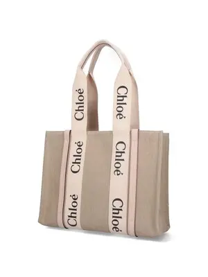 Chloé Woody Medium Tote Bag - Cream