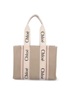 Chloé Woody Medium Tote Bag - Cream