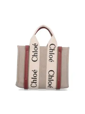 Chloé Chloé Woody Small Tote Bag White