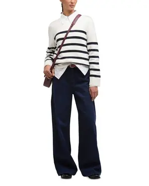 Barbour Fern Striped Sweater - Cloud/navy