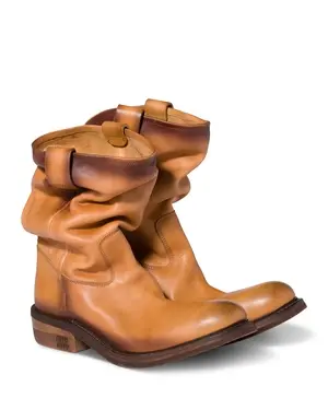 Miu Miu Leather Slouch Boots - Cuoio