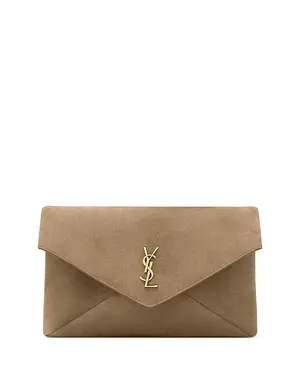 Saint Laurent Cassandre Large Envelope Pouch - Light Cumin
