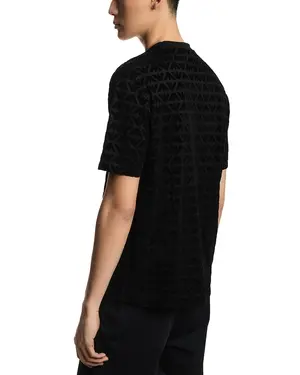 Emporio Armani Tonal Print Tee - Solid Black