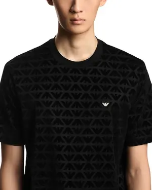 Emporio Armani Tonal Print Tee - Solid Black