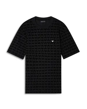 Emporio Armani Tonal Print Tee - Solid Black