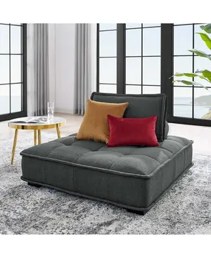 MODWAY Saunter Tufted Fabric Armless Chair - Gray