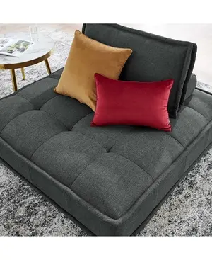 MODWAY Saunter Tufted Fabric Armless Chair - Gray