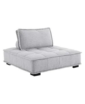 MODWAY Saunter Tufted Fabric Armless Chair - Light Gray