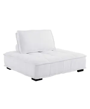 MODWAY Saunter Tufted Fabric Armless Chair - White