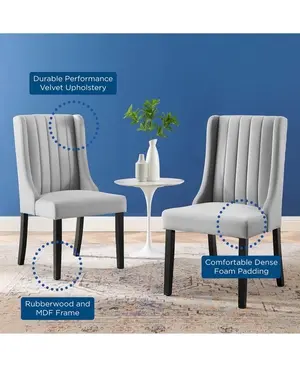 MODWAY Renew Parsons Performance Velvet Dining Side Chairs, Set Of 2