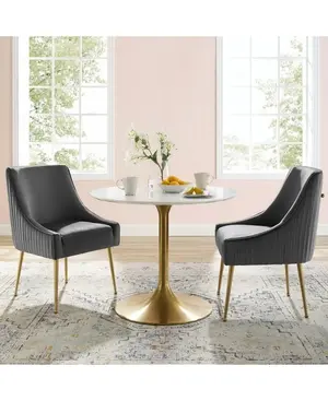 MODWAY Discern Pleated Back Upholstered Performance Velvet Dining Chair, Set Of 2