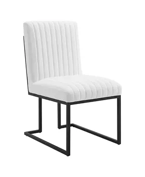 MODWAY Indulge Channel Tufted Fabric Dining Chair - White