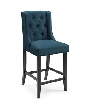 MODWAY Baronet Upholstered Fabric Counter Bar Stool, Set Of 2 - Azure