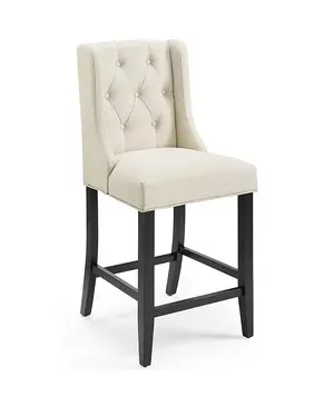 MODWAY Baronet Upholstered Fabric Counter Bar Stool, Set Of 2 - Beige