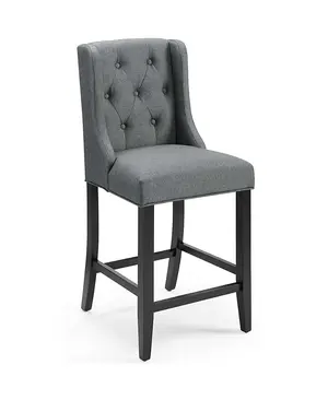 MODWAY Baronet Upholstered Fabric Counter Bar Stool, Set Of 2 - Gray