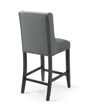 MODWAY Baronet Upholstered Fabric Counter Bar Stool, Set Of 2 - Gray