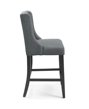 MODWAY Baronet Upholstered Fabric Counter Bar Stool, Set Of 2 - Gray