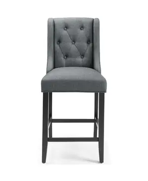 MODWAY Baronet Upholstered Fabric Counter Bar Stool, Set Of 2 - Gray